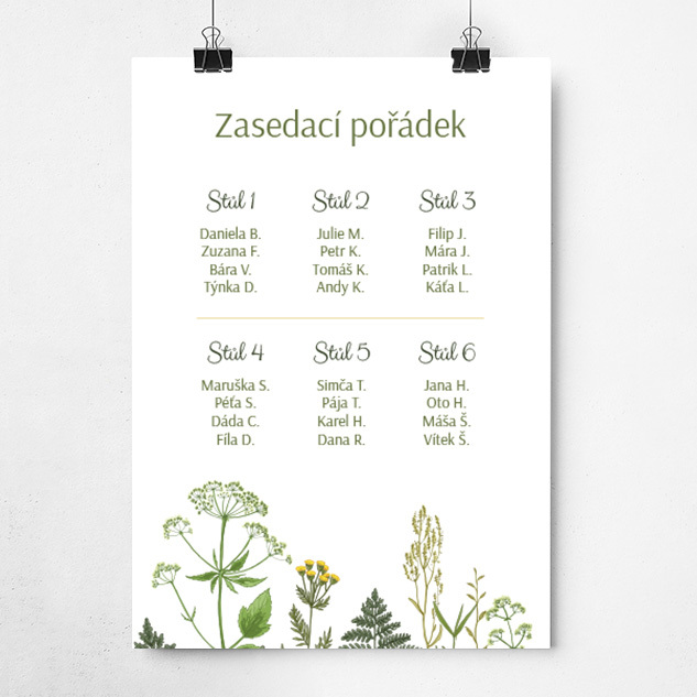 Přehledný zasedací pořádek na svatbu | Copy General